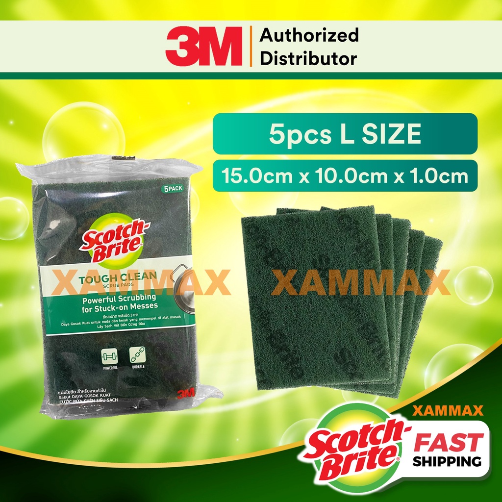 3M Scotch Brite - (5'pcs) Tough Clean Scouring Pad Household Cleaning ...
