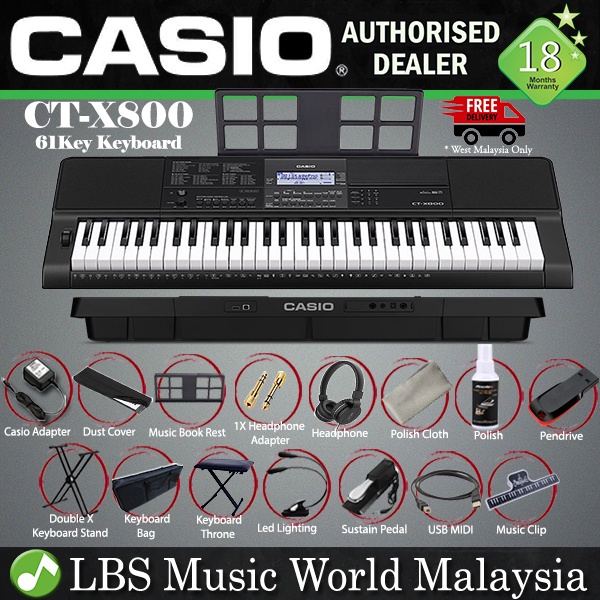 CASIO CT-X3000 61 Key Portable Keyboard Basic Bundle (CTX3000 CTX 3000 ...