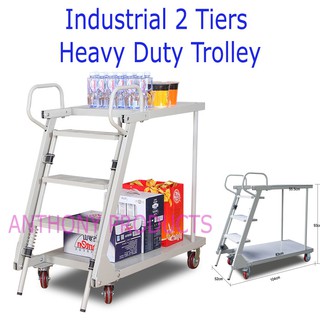 Industrial 2 Tiers Heavy Duty Trolley Metal Platform Trolleys With ...