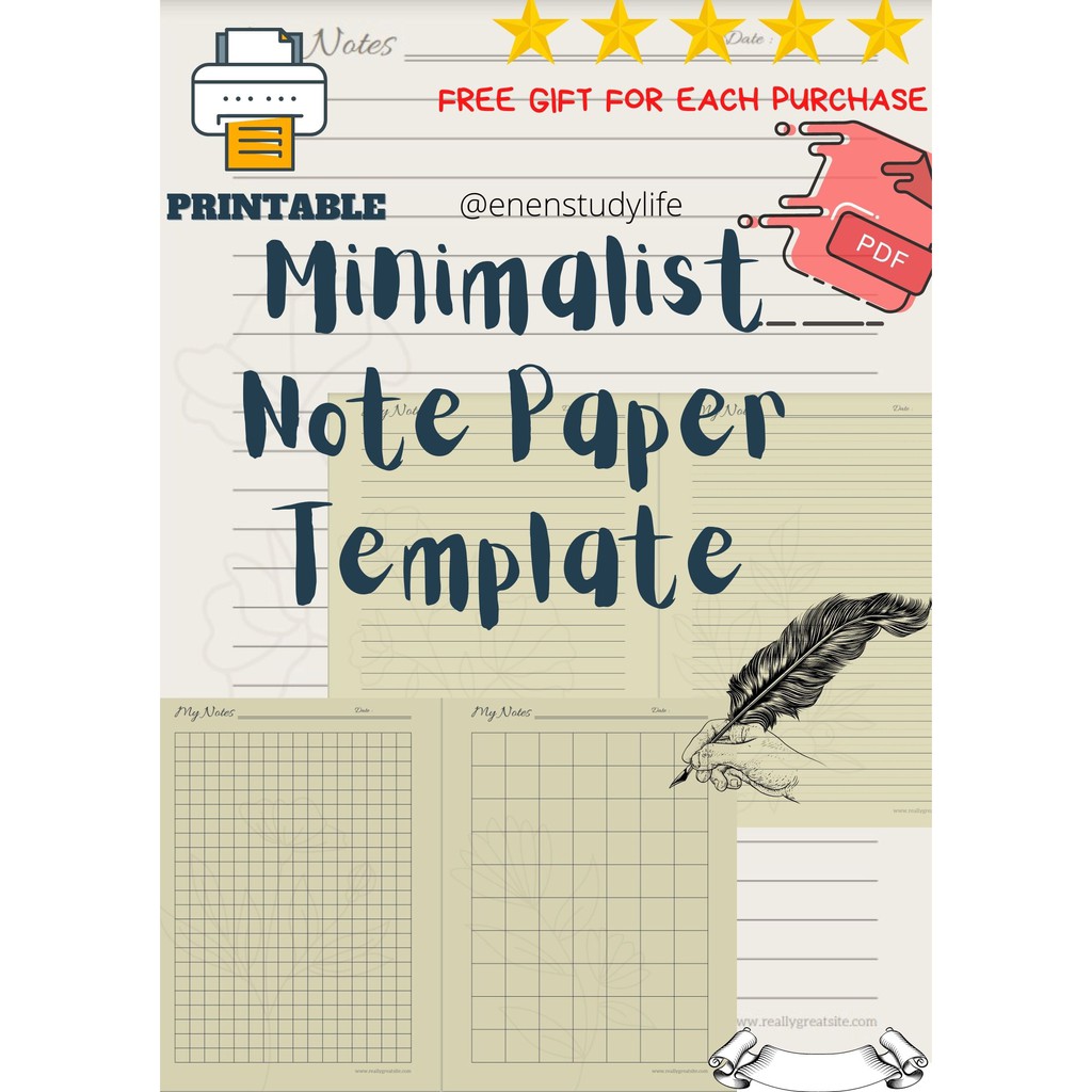 Beige Minimalist Note Paper Templates | Note line Grids Nota garisan ...