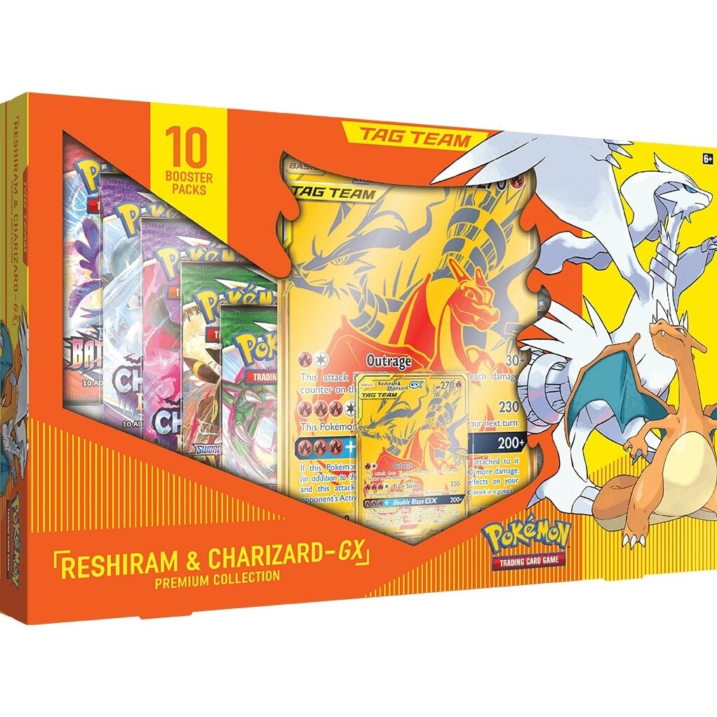 TK Pokemon TCG: Tag Team GX Premium Collection Box - Reshiram & Charizard, Pikachu & Zekrom ...