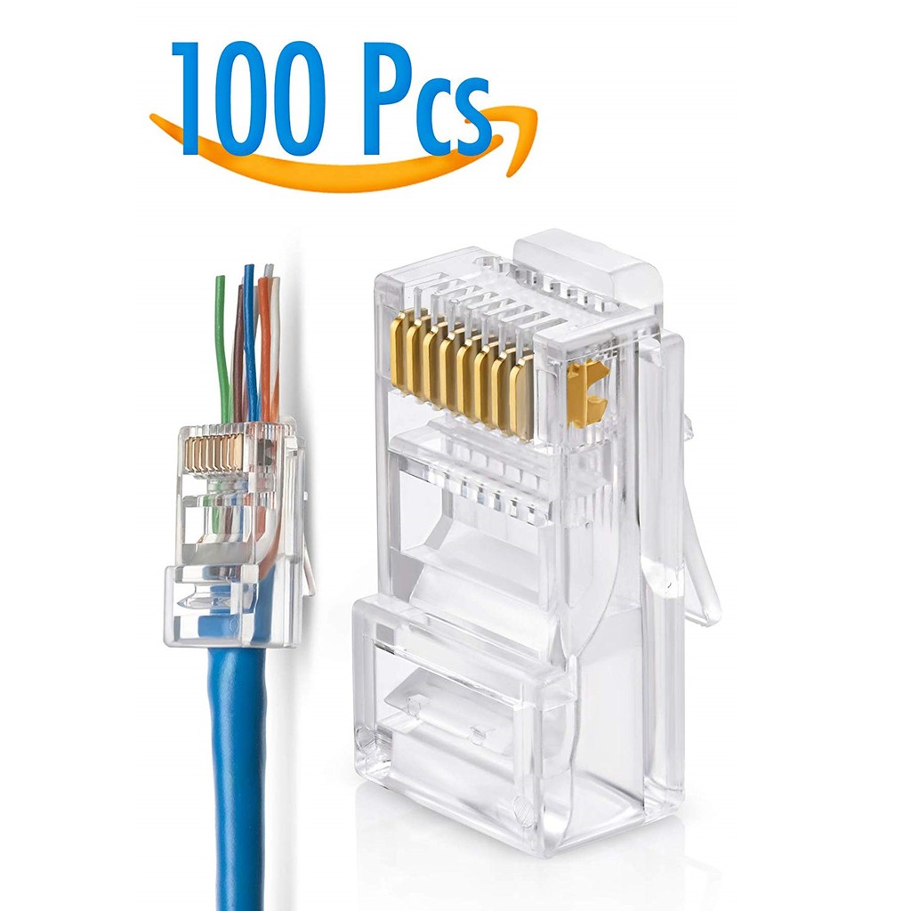 100PCS RJ45 Cat6e Pass Through Connector - PT-CAT6E/8P8C | Shopee Malaysia