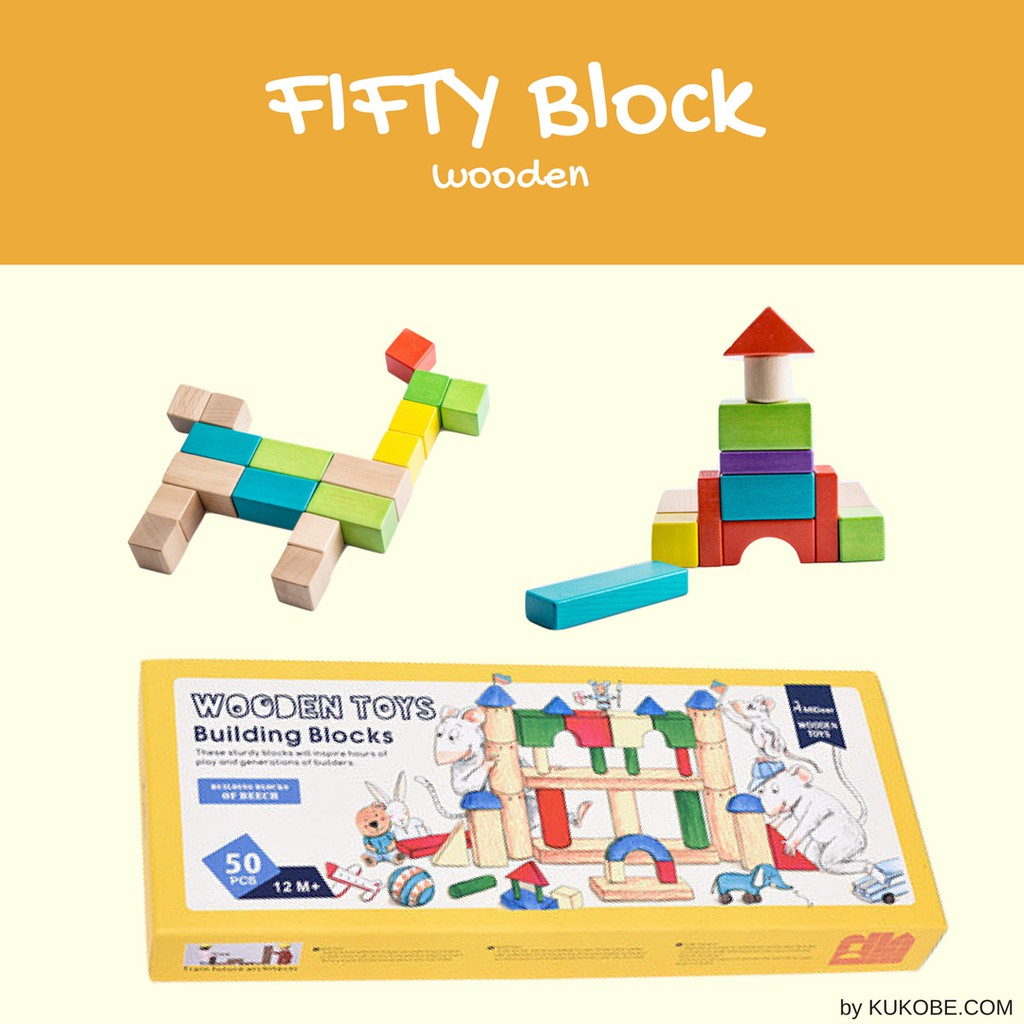 MiDeer 50 Blocks - Wooden | Shopee Malaysia