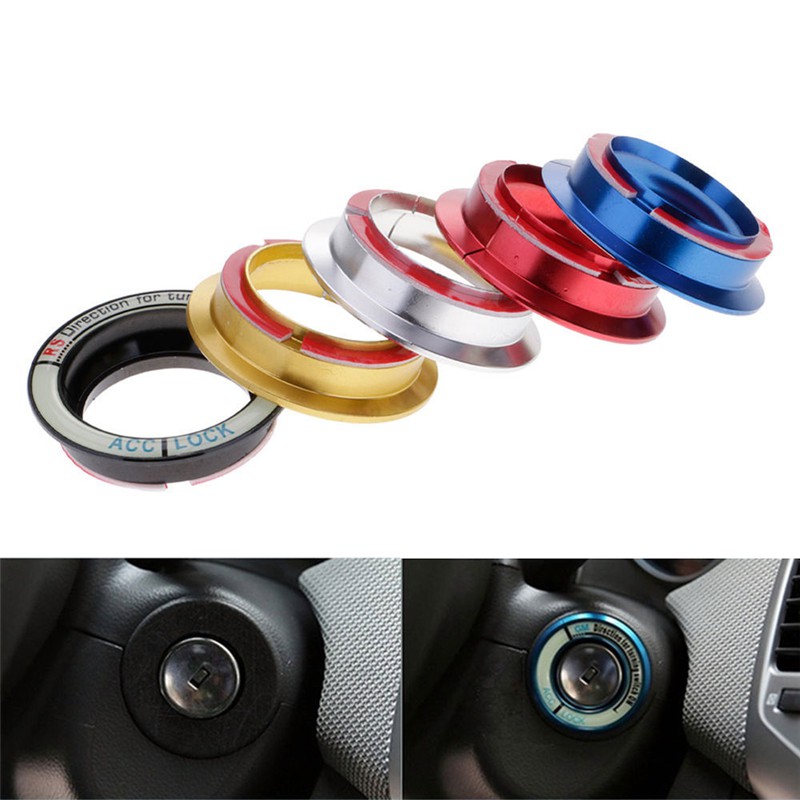 5 LED Luminous Car Ignition Key Hole Ring Coil Switch Decor Sticker ...