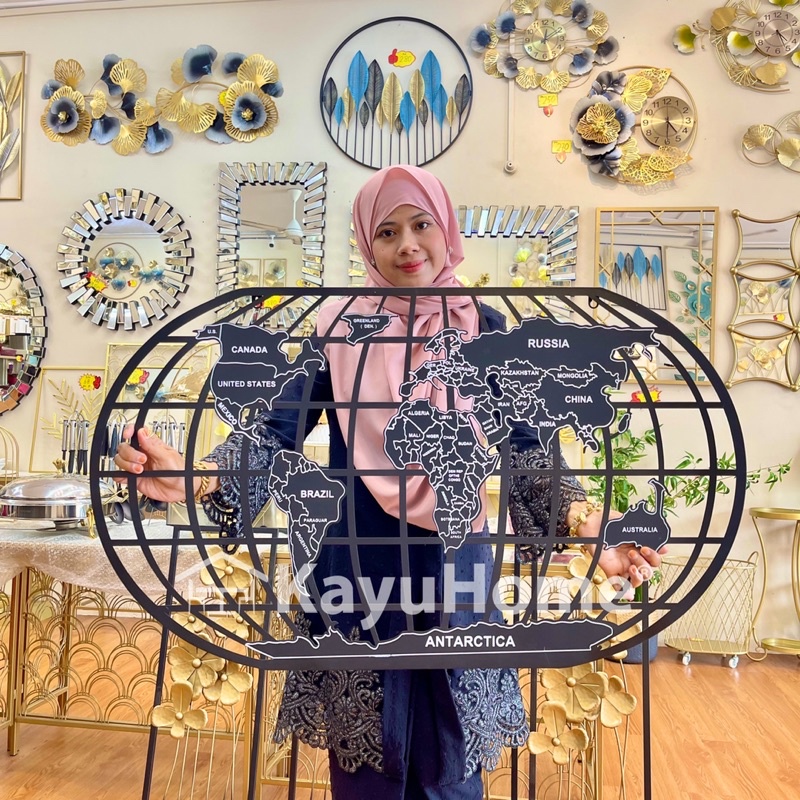 Iron Wall Deko Frame Peta Dunia | Shopee Malaysia