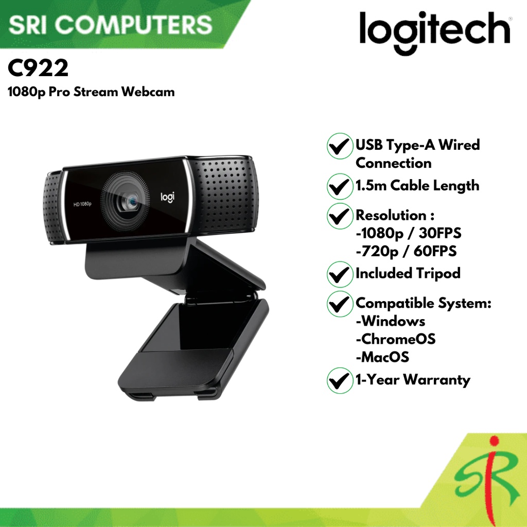 Logitech C922 Pro Stream Webcam [1-YEAR WARRANTY] | Shopee Malaysia