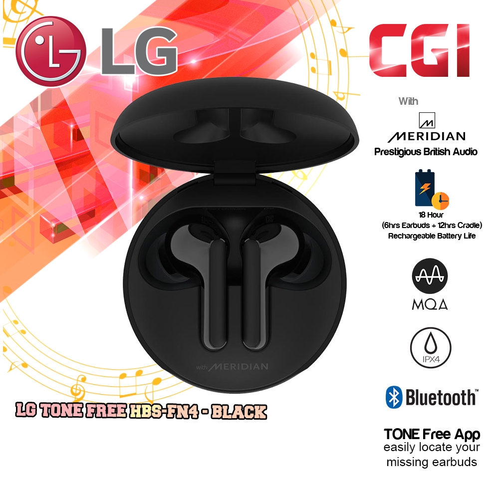 LG TONE Free HBS-FN4 Bluetooth Wireless Stereo Earbuds with Meridian Audio (Black) | Shopee Malaysia
