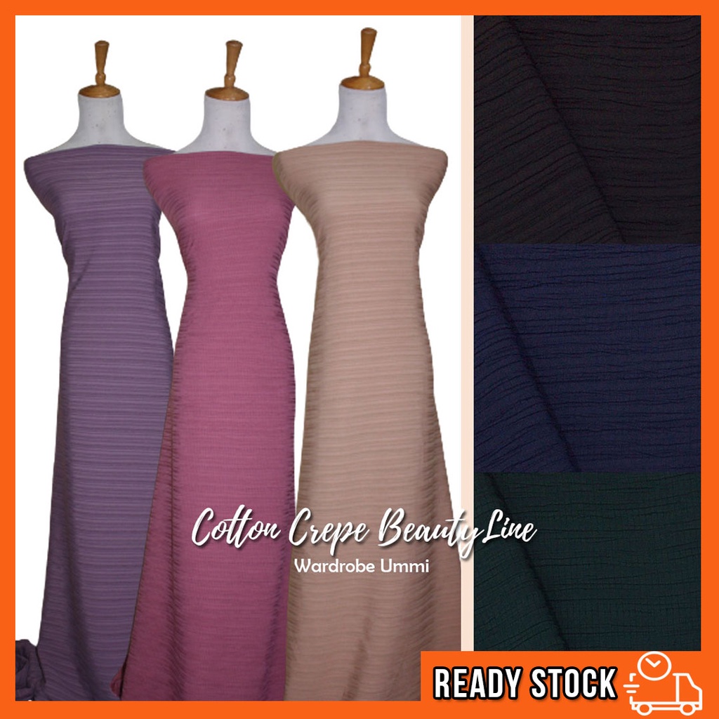 Kain Pasang Cotton Crepe Beautyline Bidang 60"/58" Harga 0.5 Meter Kain Pasang Beautyline Crepe ...