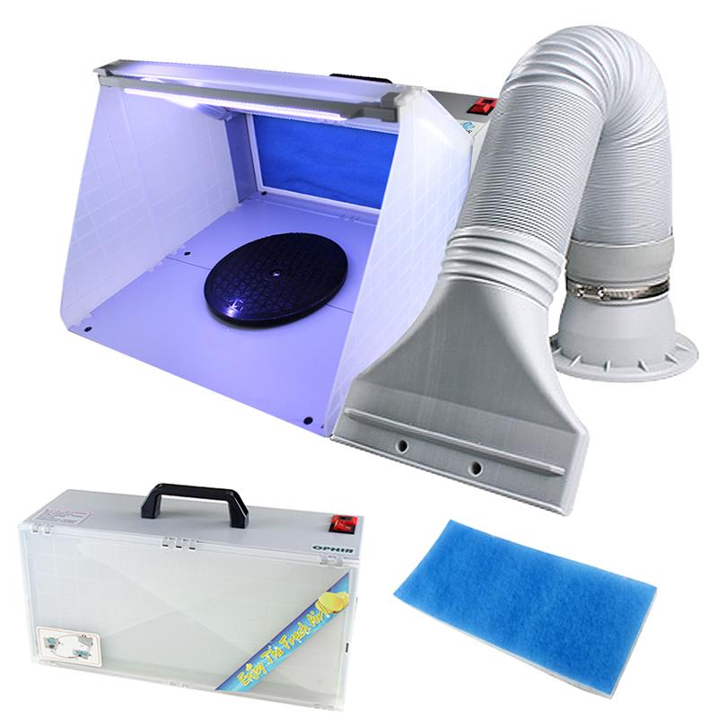 HS-E420 Portable Mini Airbrush Spray Booth & Extractor with LED Light ...