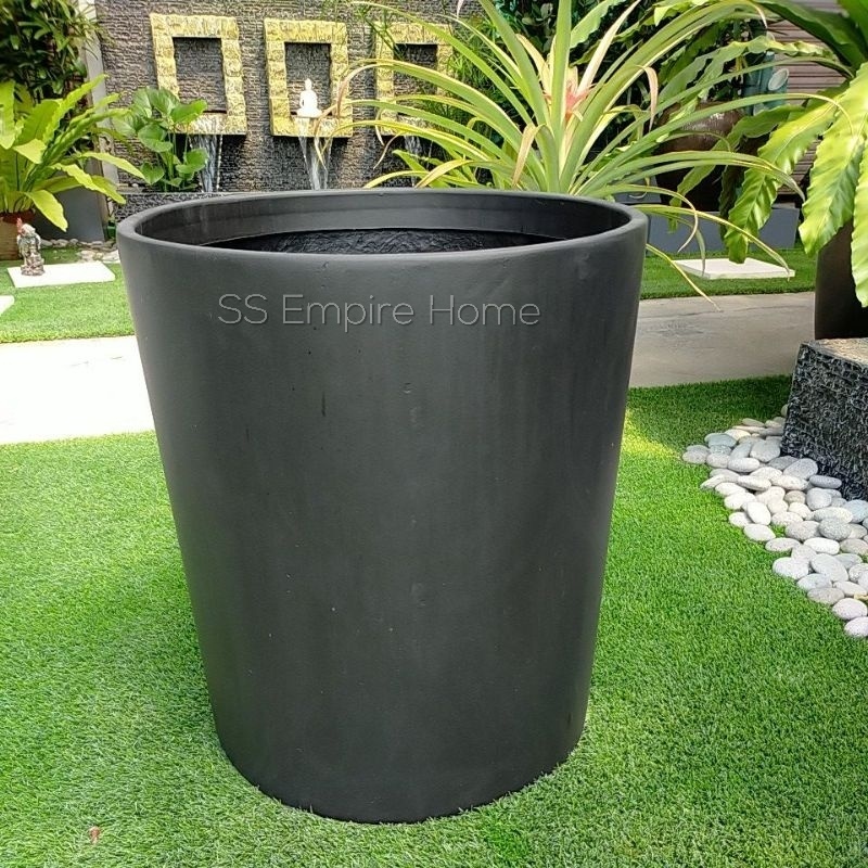REX FP21 Black Fiberglass Matte Flower Pot Pasu Bunga Garden Taman ...