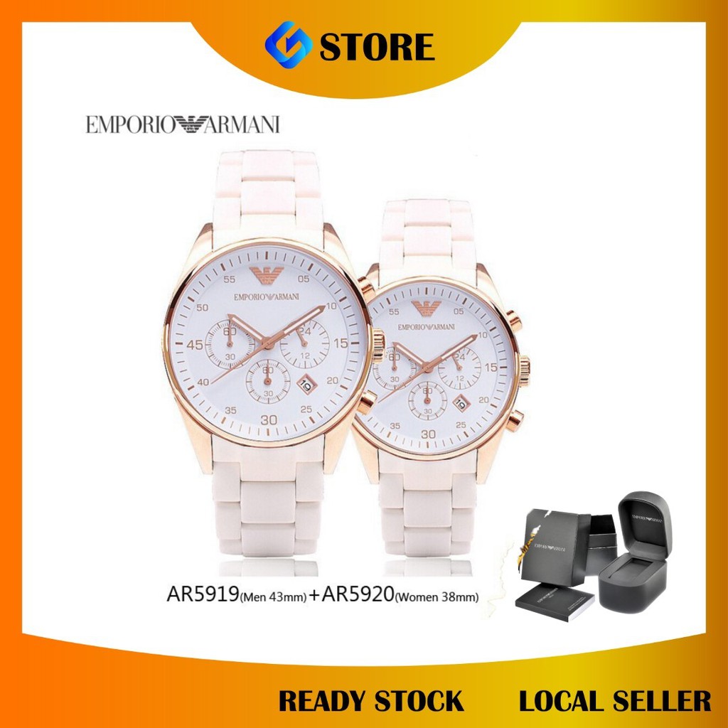 [Original & Warranty] Emporio Armani Tazio Chronograph Rose Gold Black ...