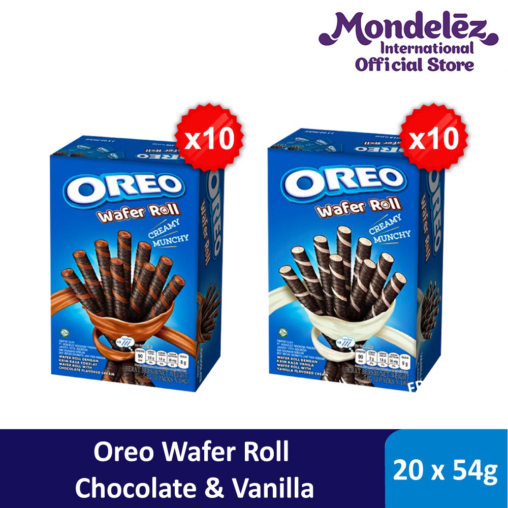 Oreo Wafer Roll Chocolate (54g x 10) + Oreo Wafer Roll Vanilla (54g x ... Oreo Wafer Roll Chocolate (54g x 10) + Oreo Wafer Roll Vanilla (54g x ...