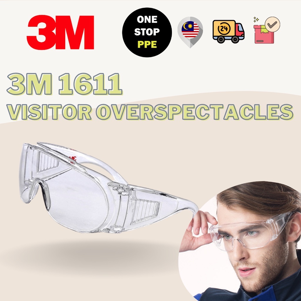 3M 1611 Utility Safety Glasses Clear/ Visitor Over Spectacle Clear- 1 ...