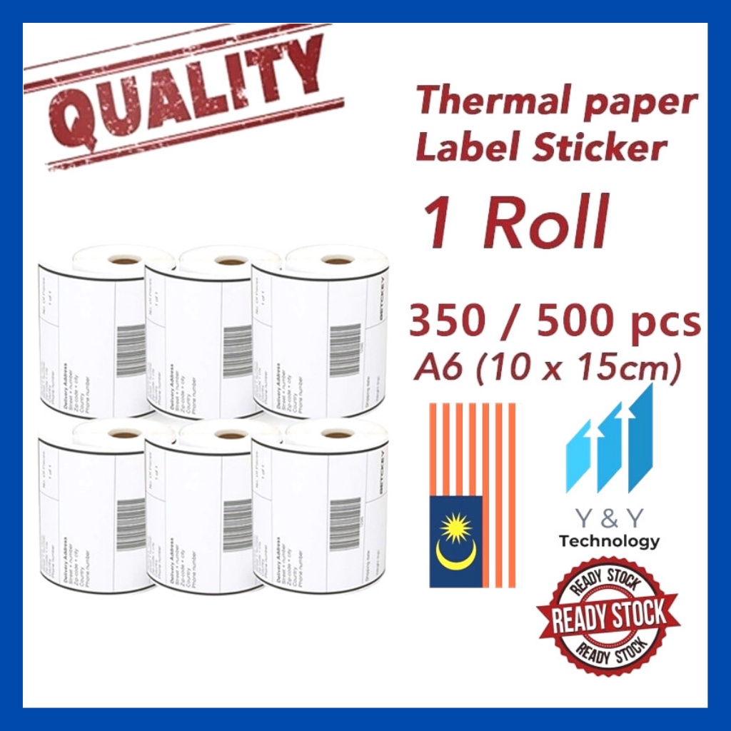 Ready Stock A6 4 Rolls Shopee Waybill Thermal Sticker Paper Shipping ...