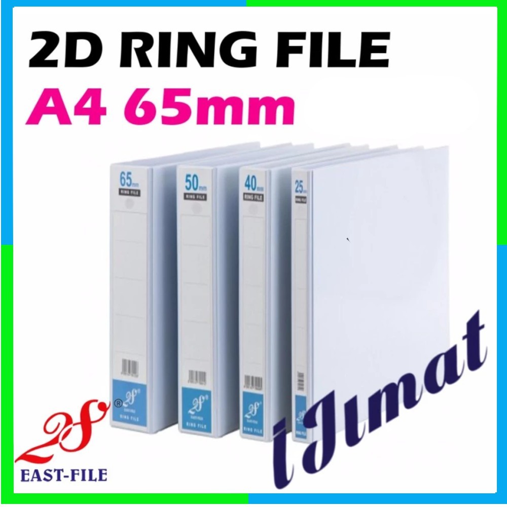 East-File 2D PVC Ring File 65mm Filing Thickness A4 Size White 2D Ring ...