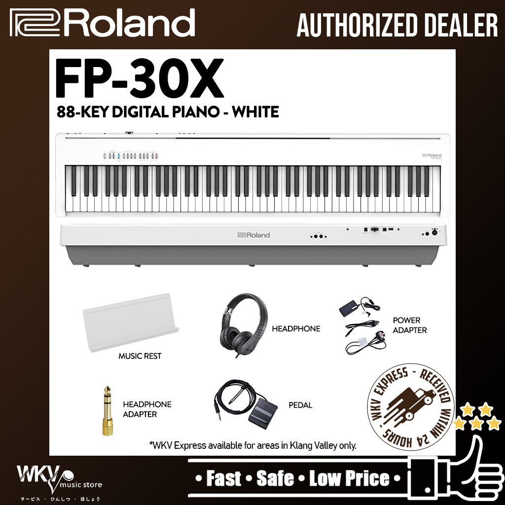 Roland FP-30X 88 Key Digital Piano Portable Package Electric Weighted ...