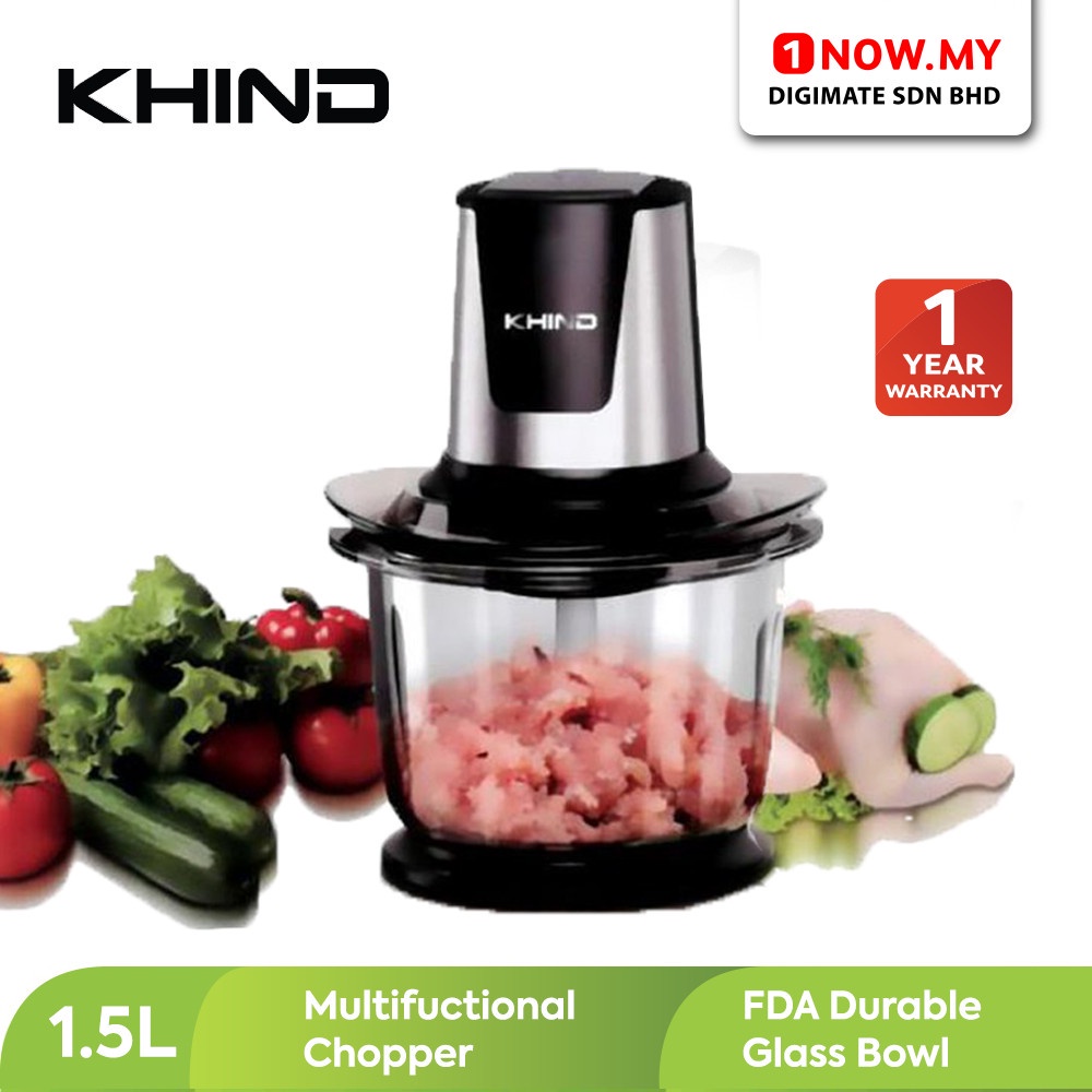 KHIND 1.5L Multifunctional Food Chopper CP280 (FDA Durable Glass Bowl ...