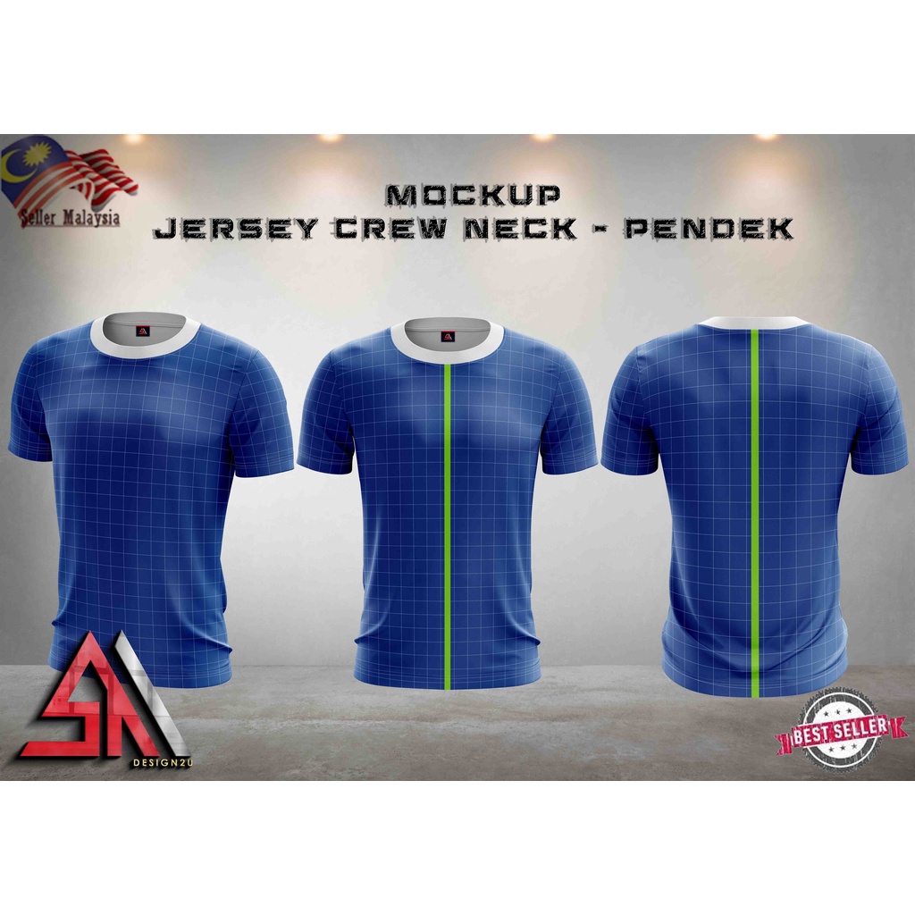 Mockup Baju T'Shirt - Jersey Crew Neck - Pendek | Shopee Malaysia