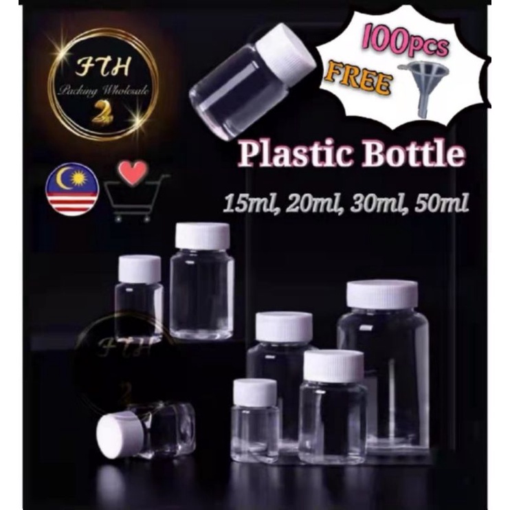🇲🇾READYSTOCK🔥[Plastic Bottle] Botol Plastik 15ml, 20ml, 30ml, 50ml ...