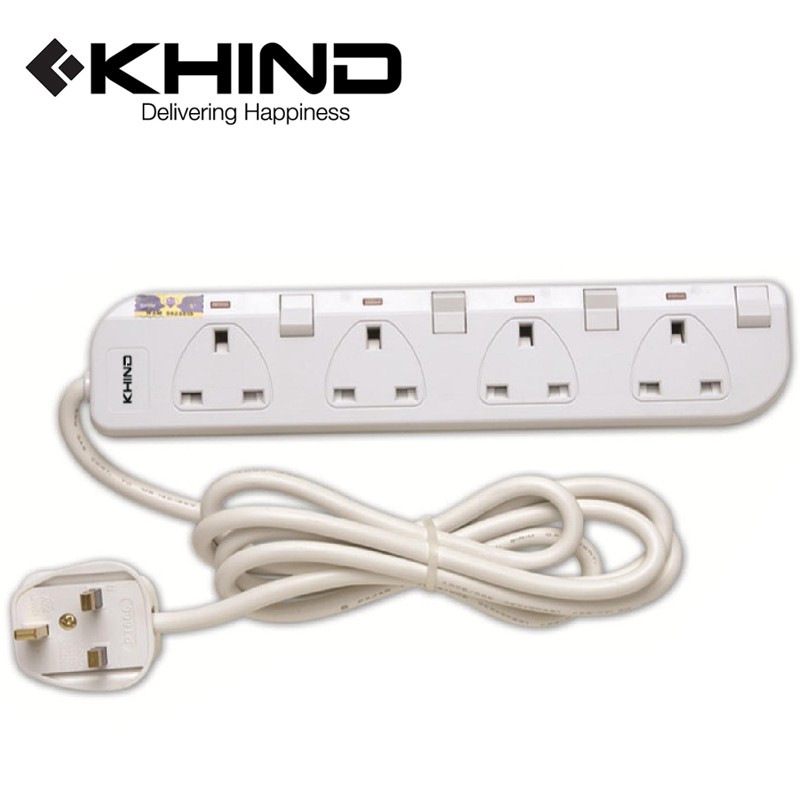 Khind 4 Way Gang Trailing Socket Extension Cord Ln8134w Sirim Shopee Malaysia