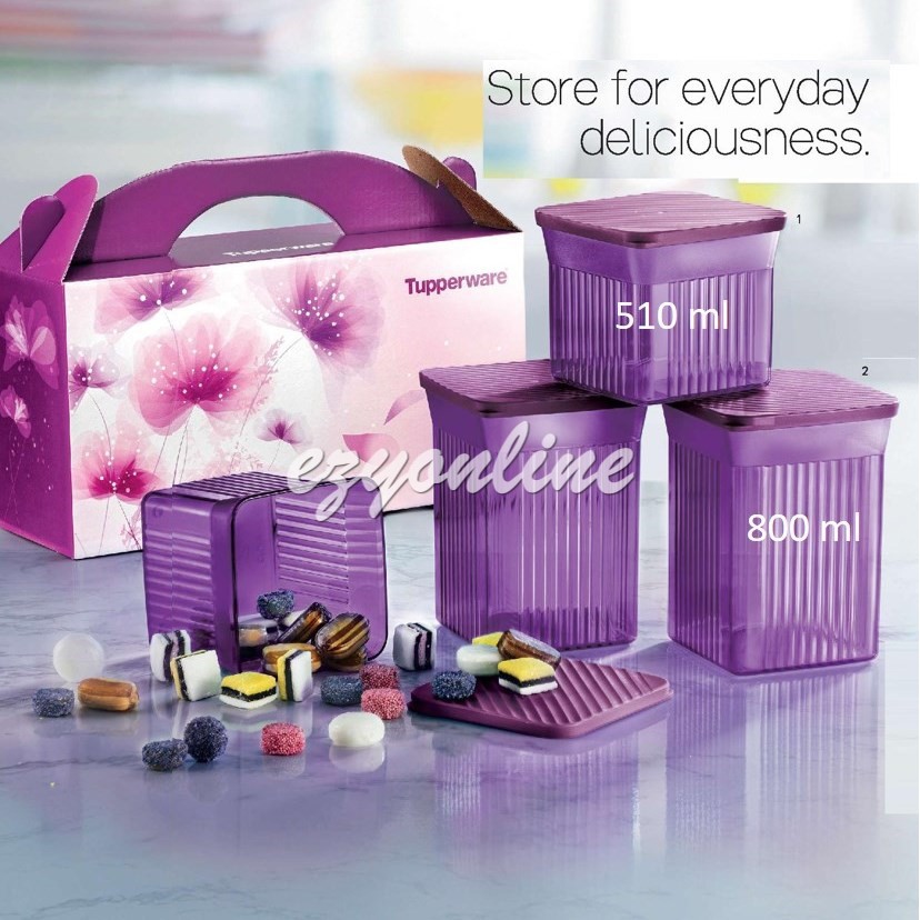 Tupperware Elegant Square Set (4 pc or 5 pc) | Shopee Malaysia