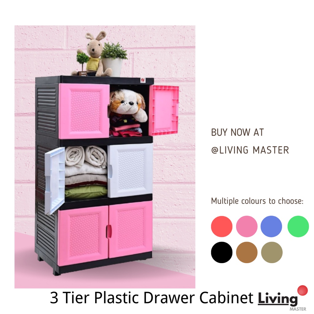 3 Tier Plastic Drawer Cabinet Household High Quality Plastic Storage ...