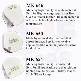 MK 646 650 654 - 13A 3 PIN PLUG TOP [SIRIM] MK654 MK646 MK650 [Ready ...