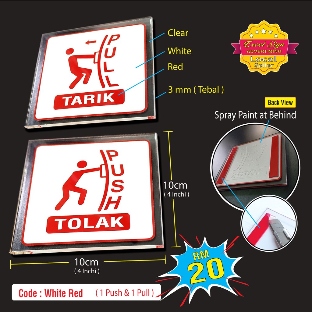 Tolak Dan Tarik, Push & Pull Sign, Glass Door Sign | Shopee Malaysia