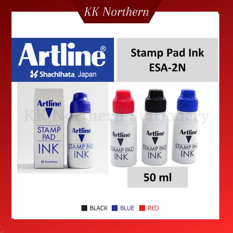 Artline Stamp Pad Ink 50cc Stamp Chop Permanent Refill Ink Black /Blue/Red Cop Stamp Refill Ink ...