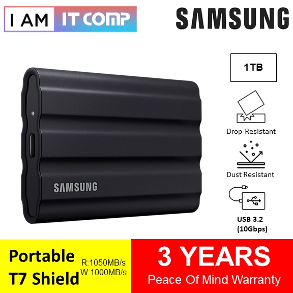 Samsung SSD Portable T7 Shield USB 3.2 ( 1TB / 2TB ) / Drop Resistant ...