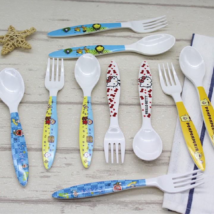 Ready Stock Cartoon Fork & Spoon Cute Melamine Plastic Spoon and Fork ...
