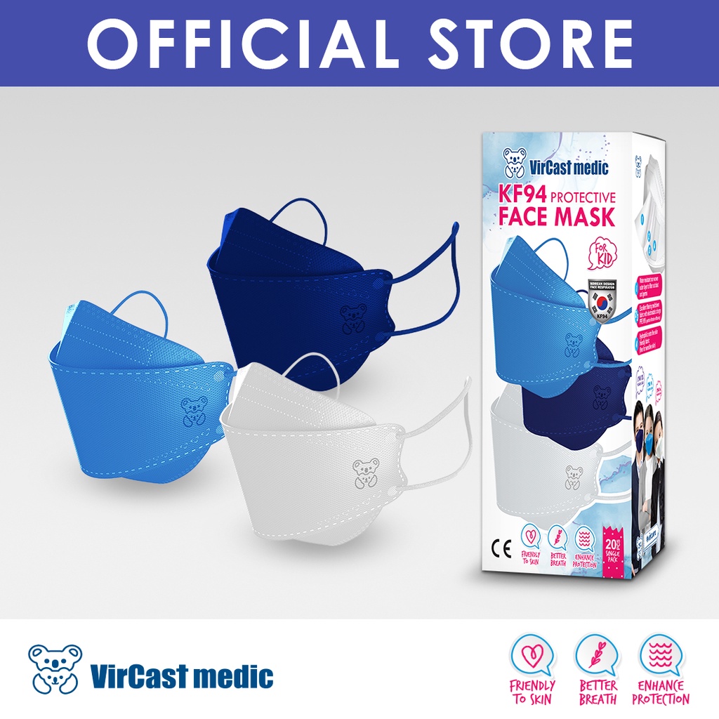 Vircast Medic Protective 4 Ply KF94 Kids Mask ( 20pcs/box) | Shopee ...
