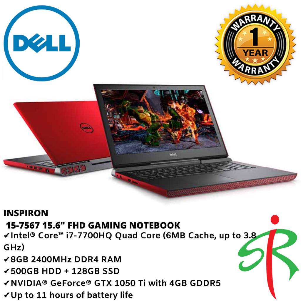 DELL INSPIRON 15-7567 15.6" FHD GAMING NOTEBOOK (I7-7700HQ,500GB+128GB ...