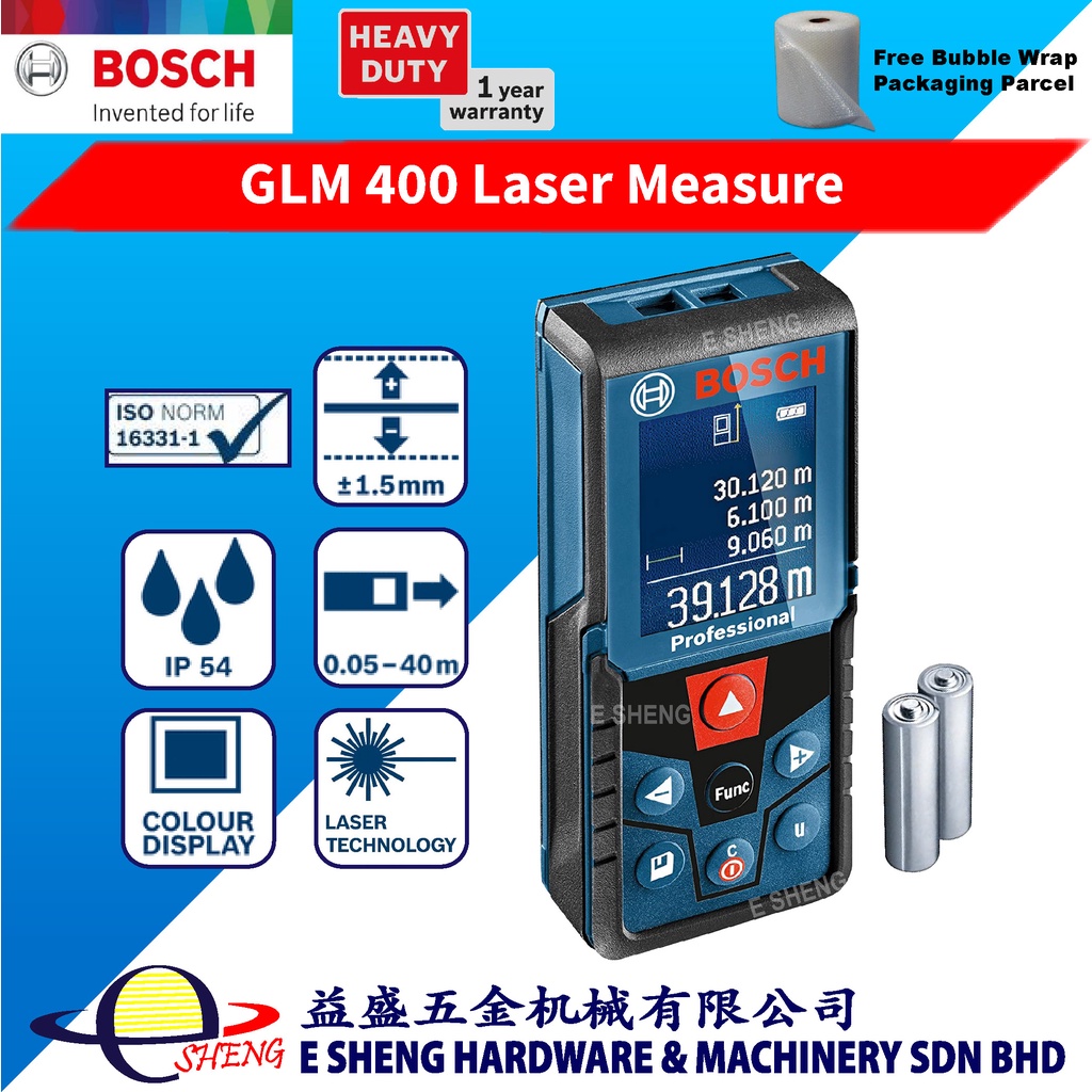 Bosch GLM 400 Digital Laser Measurer (40M Range) - 3165140997119 ...