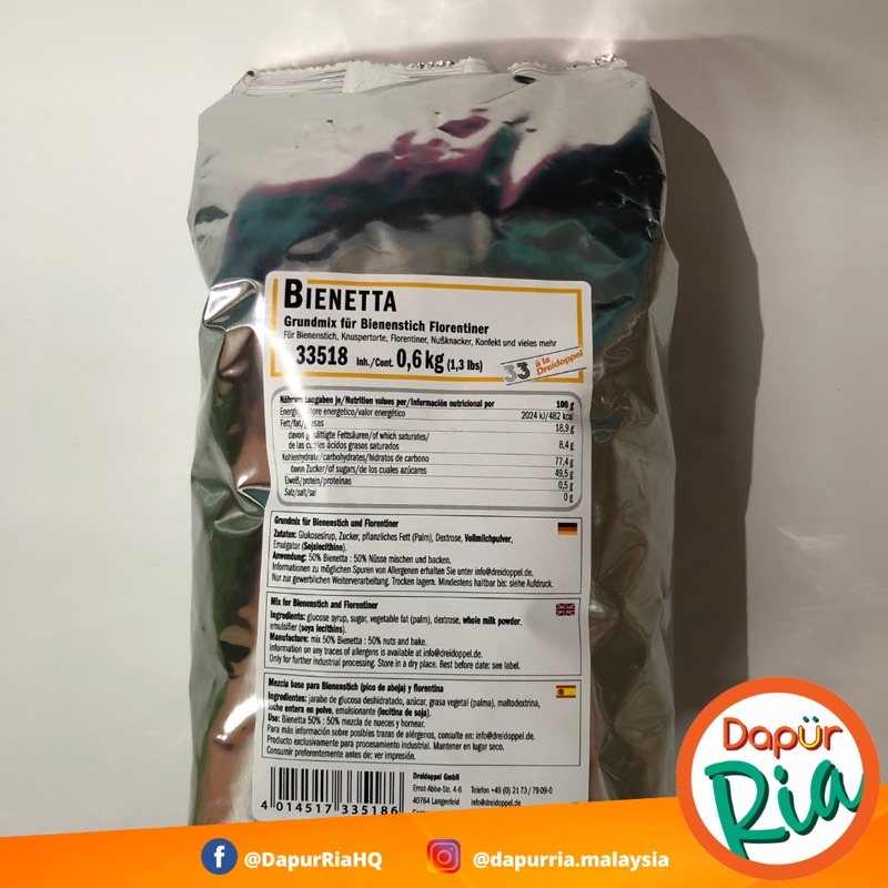 BIENETTA FLORENTINER 0.6 Kg (IMPORTED FLORENTINE MIX) | Shopee Malaysia