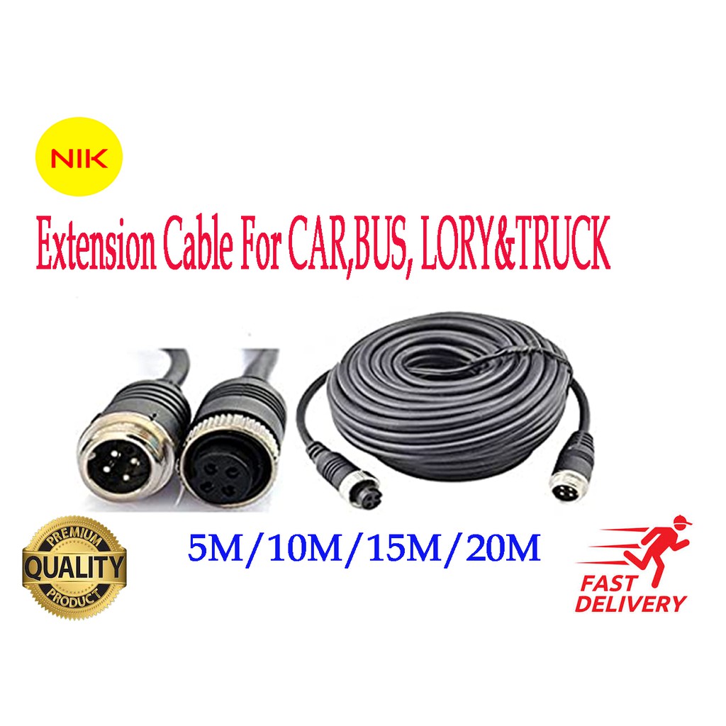 4 PIN Video Extension Cable Wire For Car BUS, LORY, Truck Reversing ...