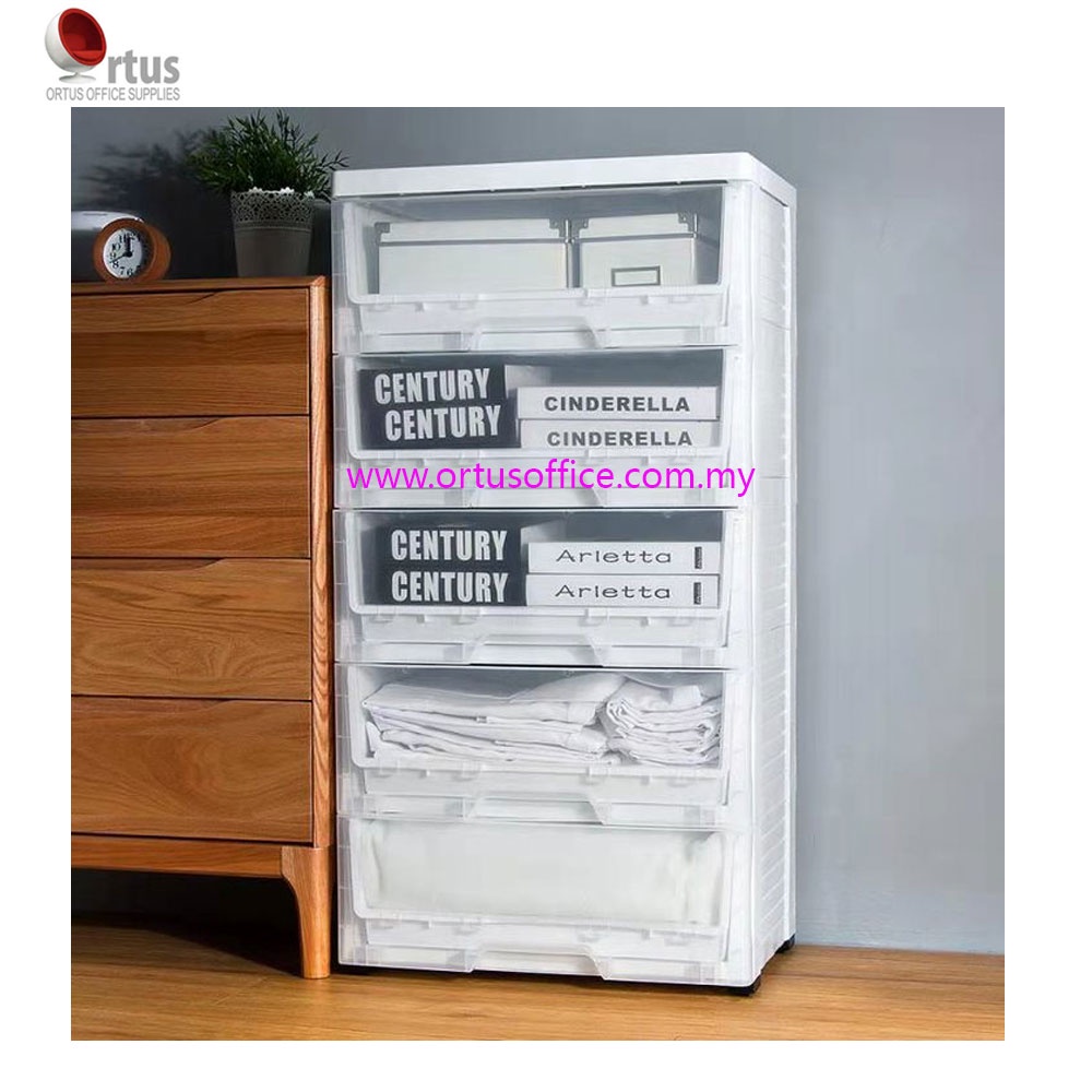 Limited Stock - Large Size Transparent 5 Tier Plastic Drawer Cabinet ...