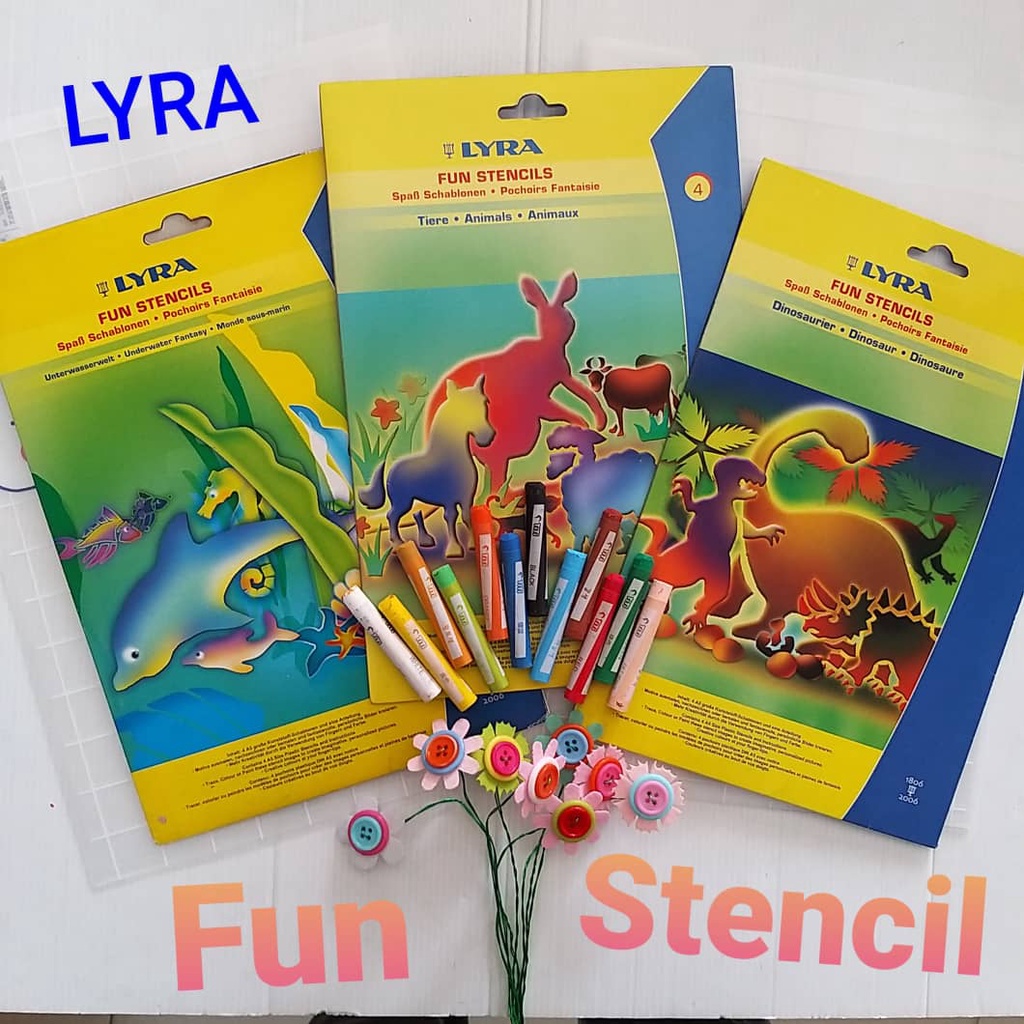Germany Lyra Fun Stencils with 12pcs crayons for drawing greeting card ...