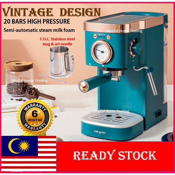 Donlim Espresso Coffee Machine FOC SS304 Mug & Needle Vintage Classic ...