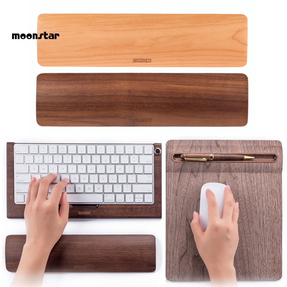 ☜MS Ergonomic Keyboard Typing Work Game Wooden Hand Wrist Rest Support ...