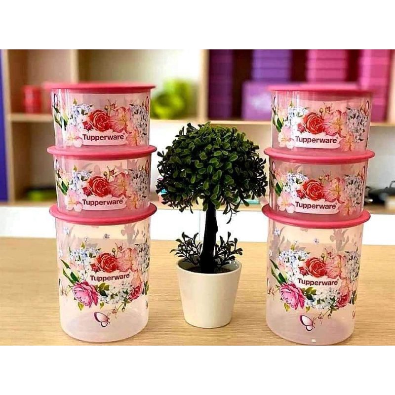 Tupperware Spring Garden One Touch Topper Canister 3L Food container Bekal Tupperware Kedap ...