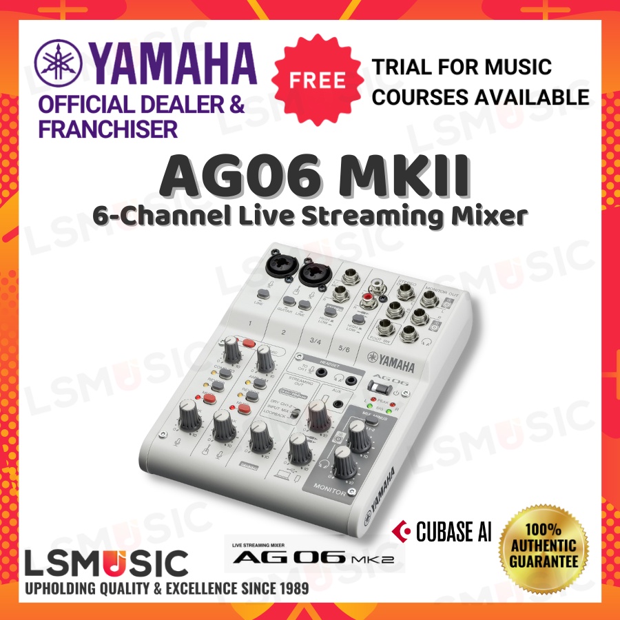 Yamaha AG06 MK2 Live Streaming Mixer 6 Channel Mixer and USB Audio ...