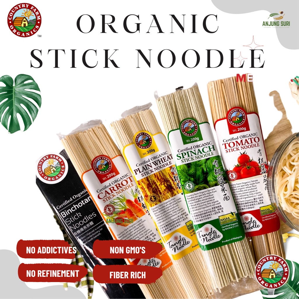 Organic Stick Noodle Binchotan Carrot Plain Wheat Spinach Tomato Mee ...