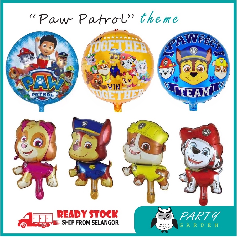 Paw Patrol Foil Balloon / Birthday Ballon / Chase Skye Rubble Marshall | Shopee Malaysia