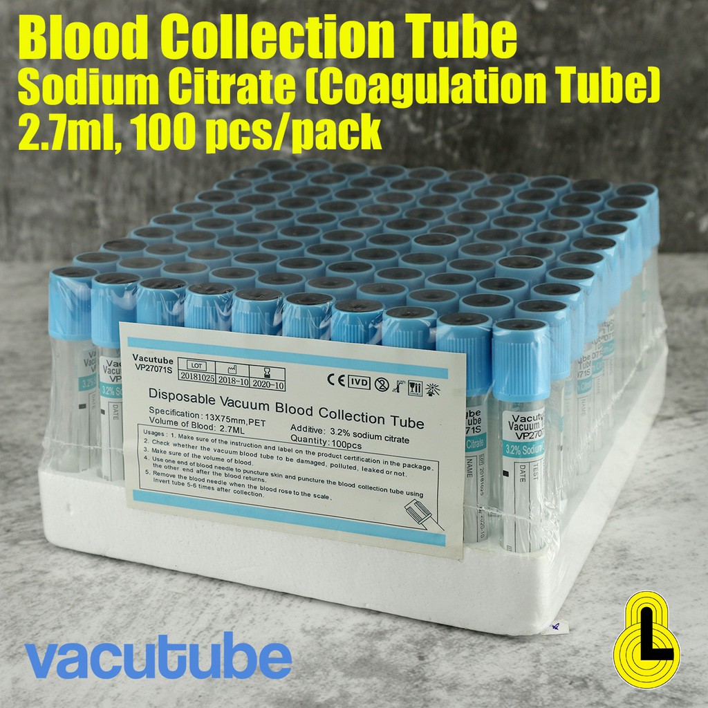 Coagulation Tube Sodium Citrate 2.7ml Blood Collection Tube 100 tubes ...