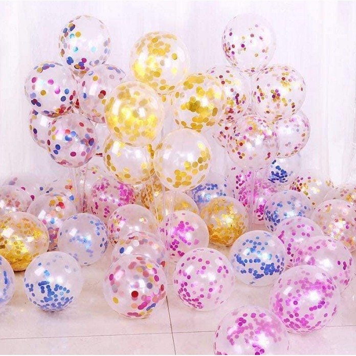 Transparent Confetti Balloons 12in Latex Clear Multi-color Birthday ...