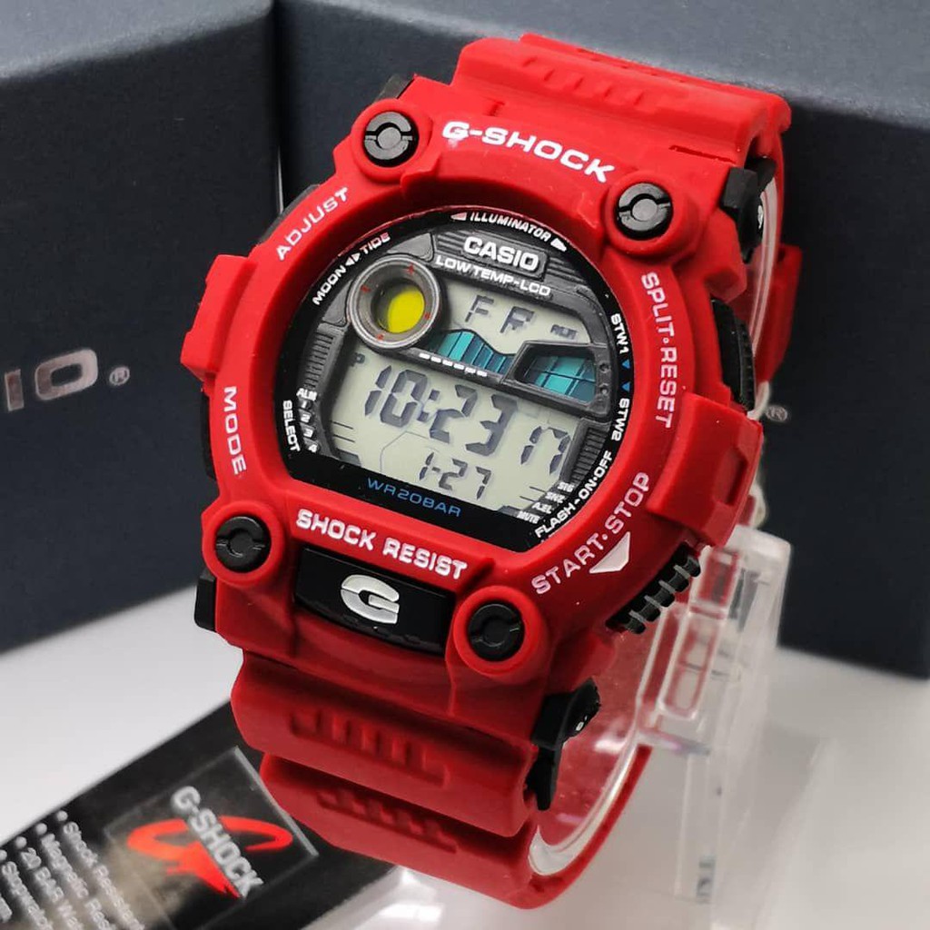 G Shock Mat Moto G7900 Merah Grade 2A Cermin kaca Jam tangan lelaki men ...