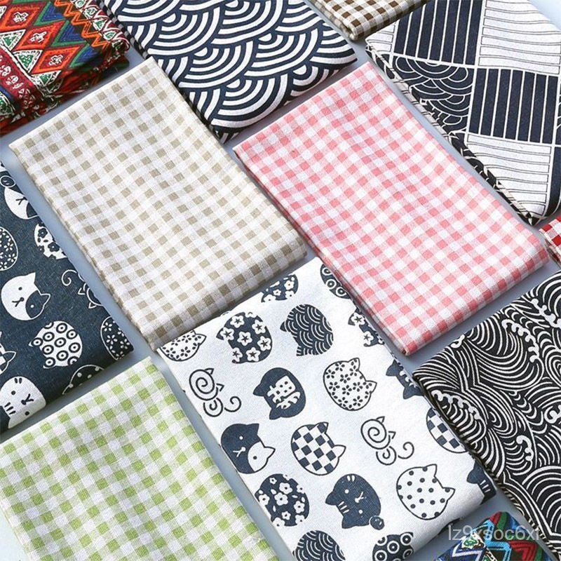 Kapas dan Linen Kain Meja Kain Kain Kain Kain Kecil Segar Kotak-Kotak ...