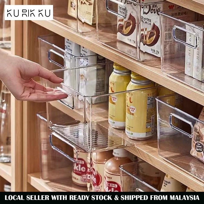 PET Transparent Multi Storage Box Clear Plastic Storage Bin Kitchen ...