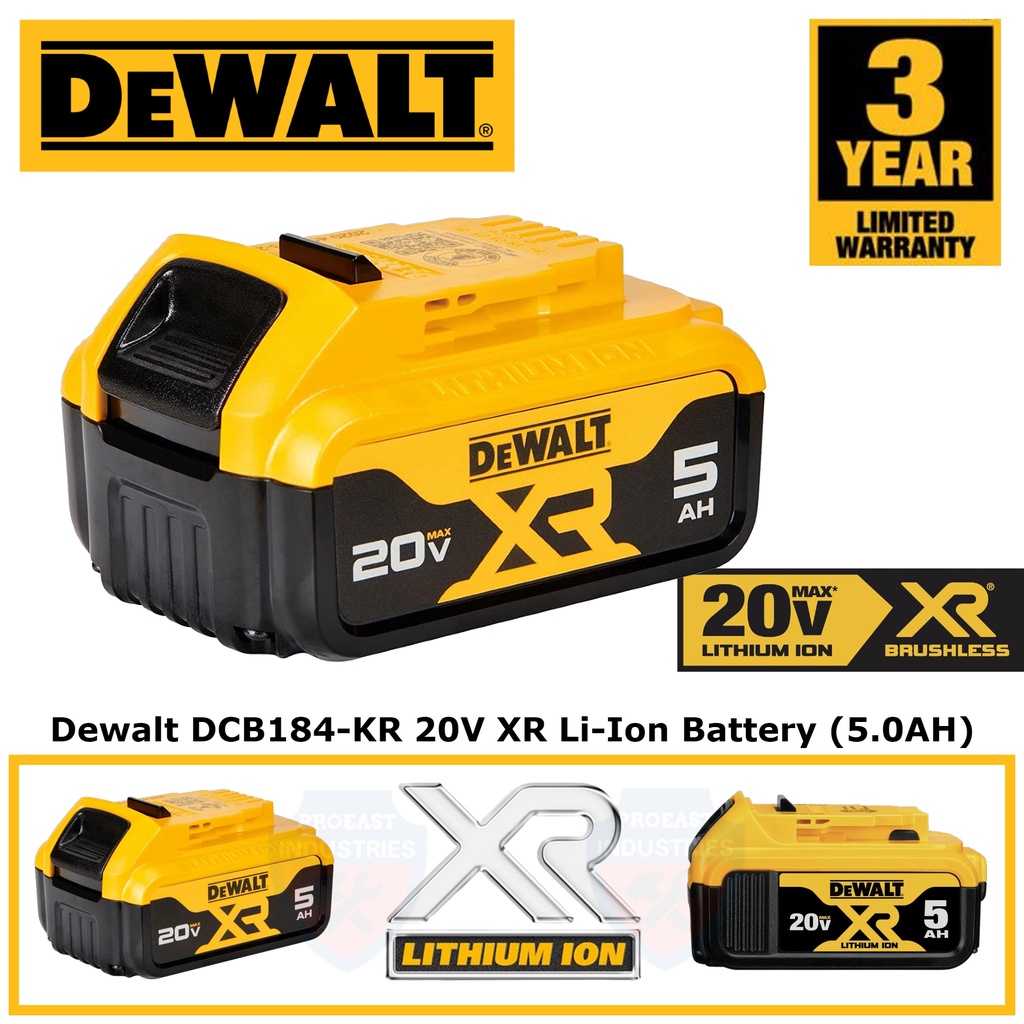 Dewalt DCB184-KR 20V XR Li-Ion Battery (5.0AH) Dewalt Bateri | Shopee ...